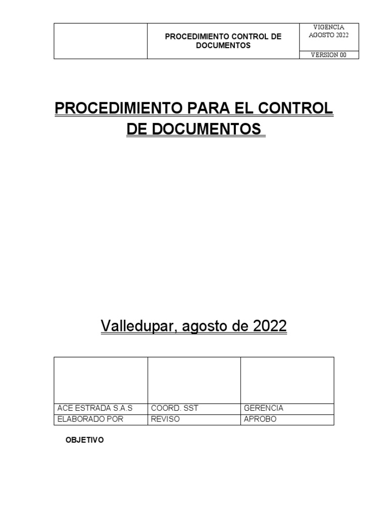 Procedimiento para El Control de Documentos | PDF | Documento