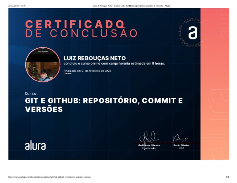 Certificado do Curso de Git e GitHub | PDF