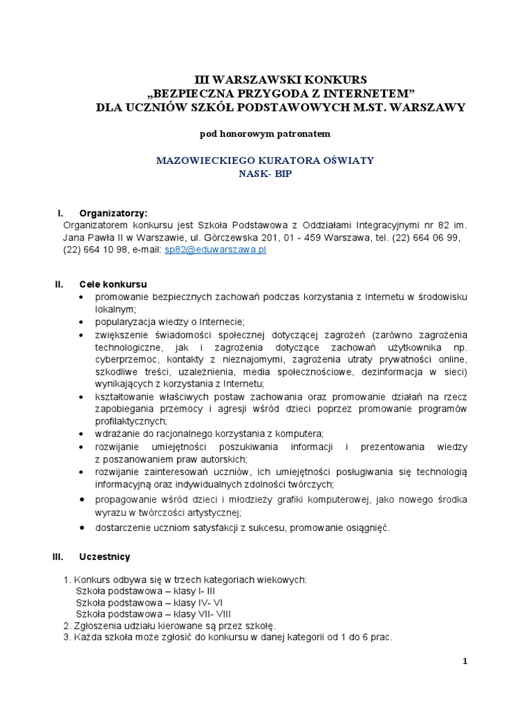 III Warszawski Konkurs BPzI | PDF