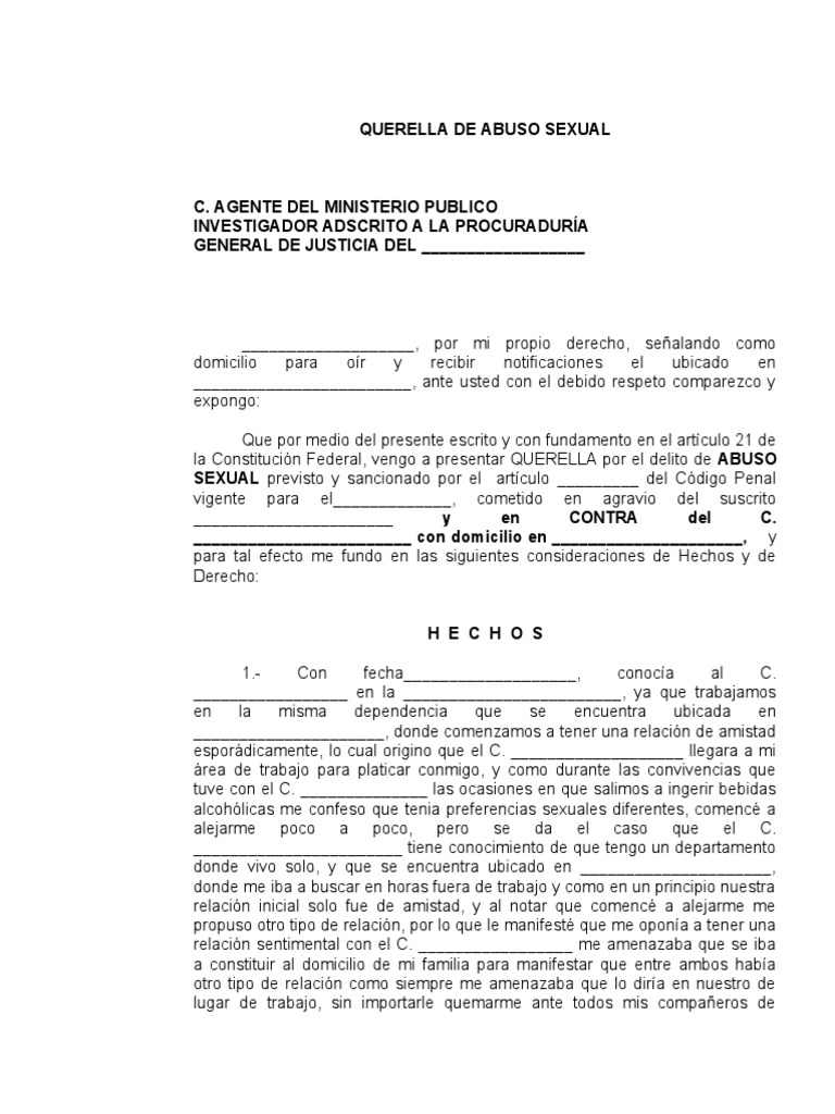 Querella por Abuso Sexual y Amenazas | PDF | Queja | Justicia