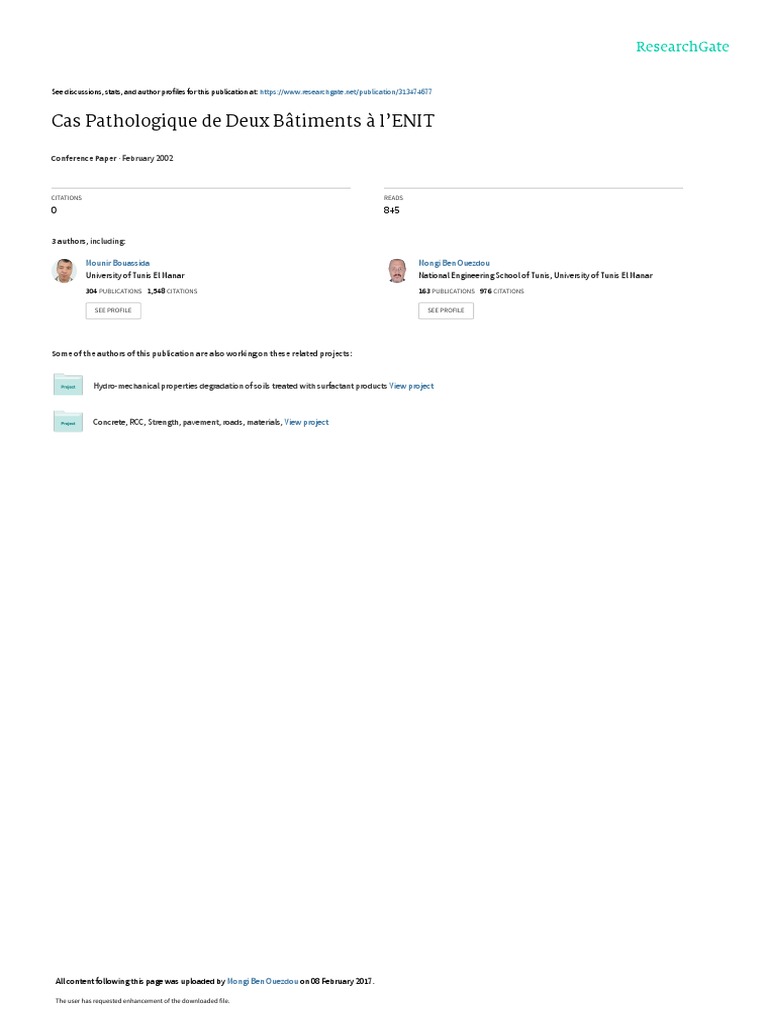 Pathologies de la Tour B67 à l'ENIT | PDF | Béton armé | Fondation ...