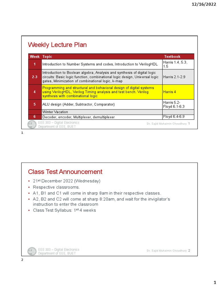 Eee303 Week04 Verilog Pdf Hardware Description Language Electricity