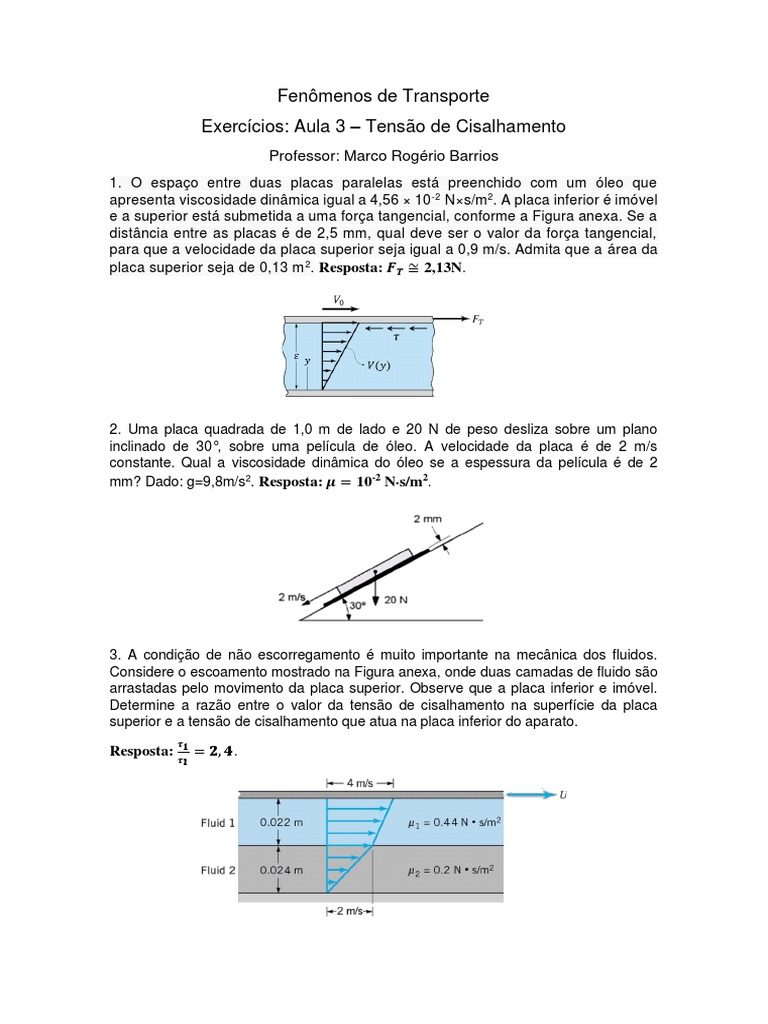Ex - Aula 3 - Tensão de Cisalhamento | PDF | Pistão | Estresse (Mecânica)