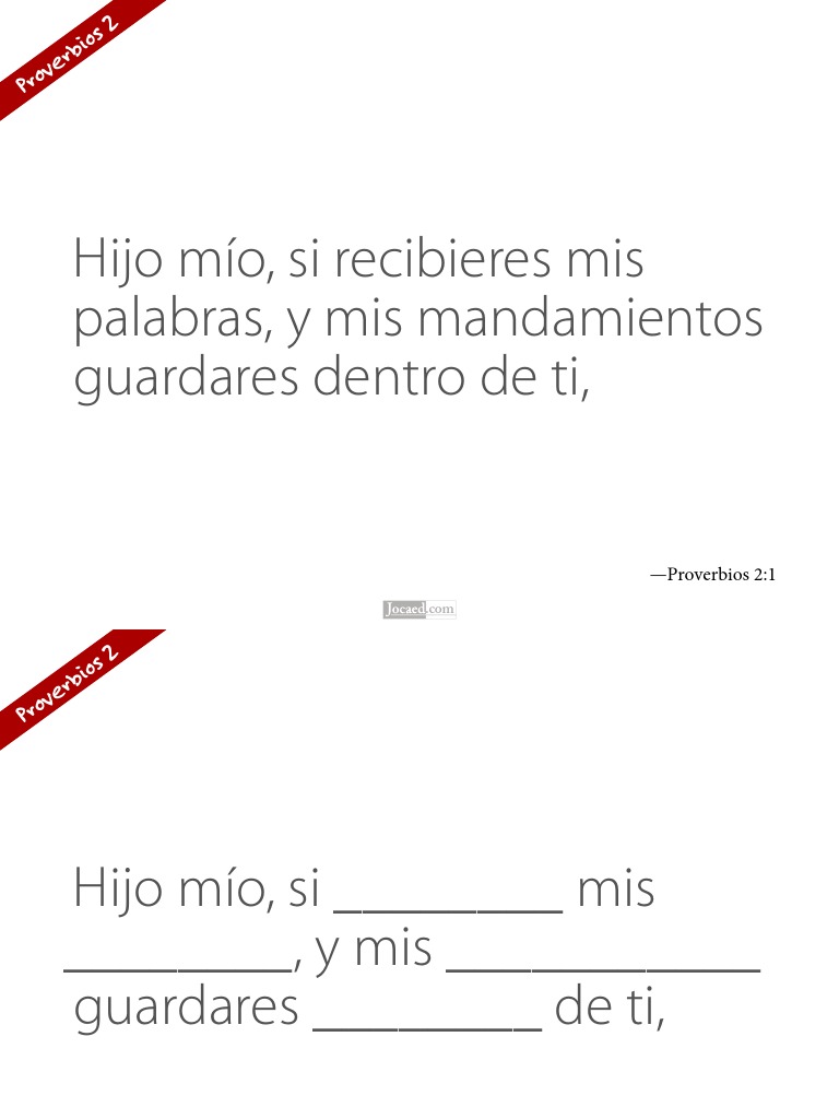 Juego Biblico Memoriza Completa Verso Proverbios 2 | PDF | Libro de proverbios | Literatura ...