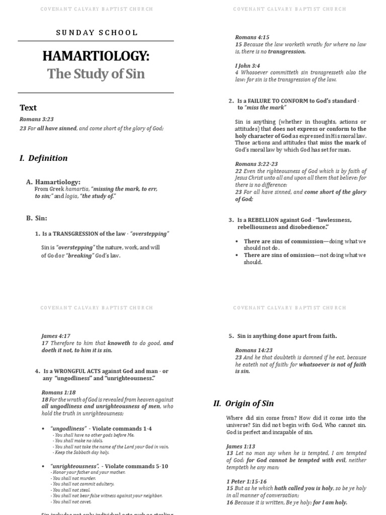 HAMARTIOLOGY - The Study of Sin | Download Free PDF | Adam And Eve ...