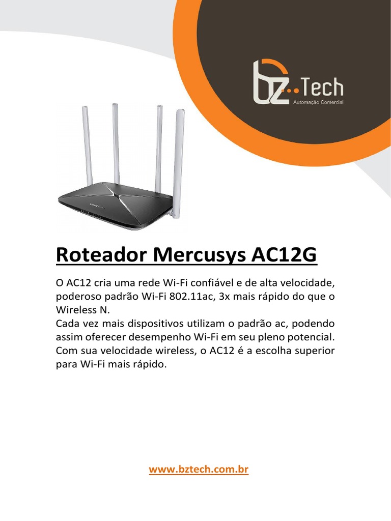 Manual Mercusys Ac12g | PDF | Ip Address | Router (Computing)