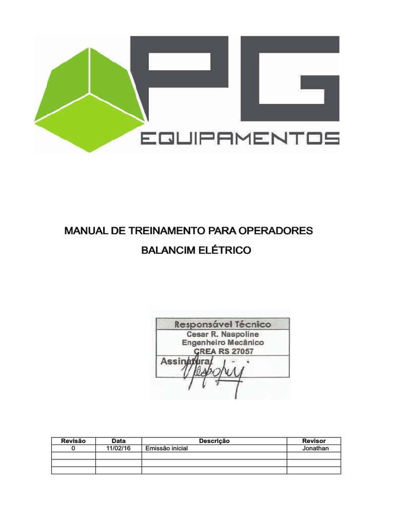 PG - Manual de Treinamento para Operadores - 1 - 1 - Rev02 | PDF | Eletricidade | Parafuso