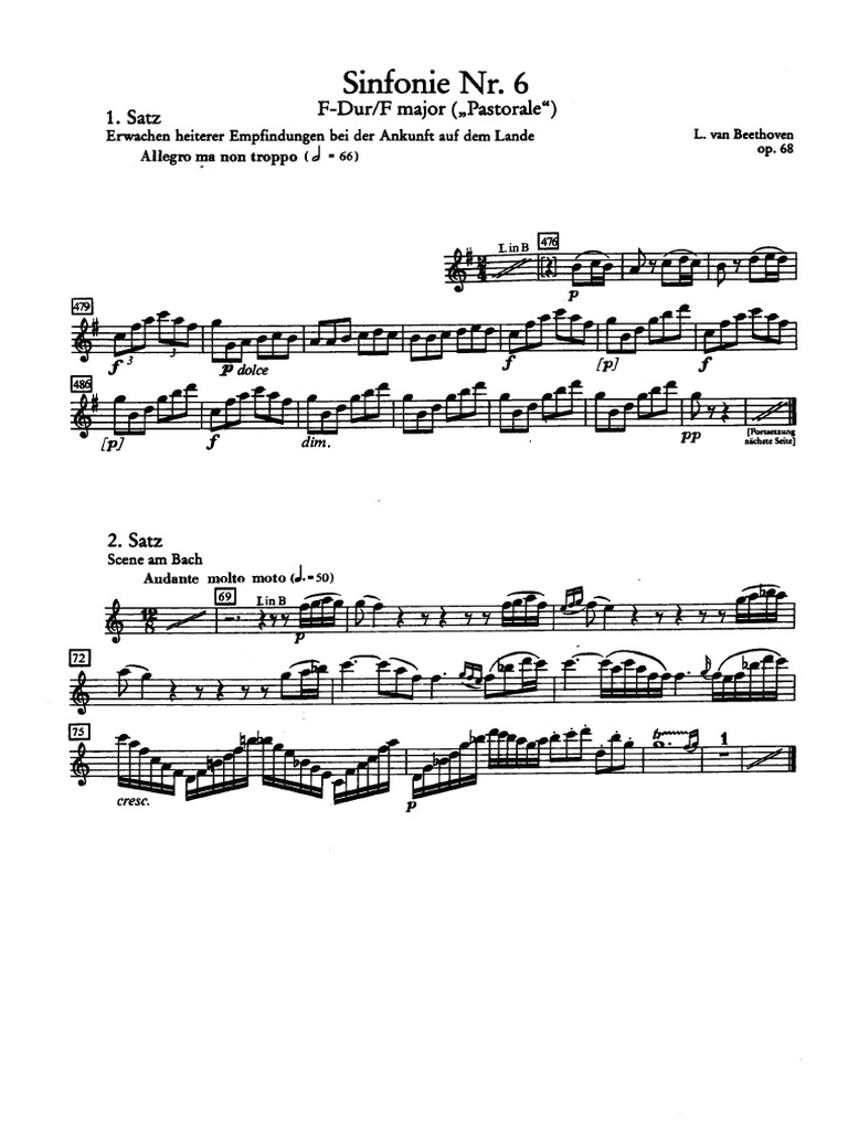Clarinet - Beethoven - Symphony No 6 | PDF