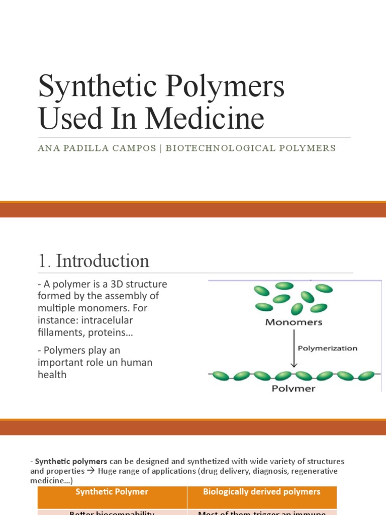 Synthetic Polymers Used in Medicine | PDF | Polymers | Tissue Engineering