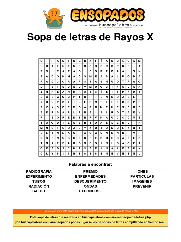 Sopa de Letras de Rayos X | PDF | Rayo X | Física Aplicada e ...