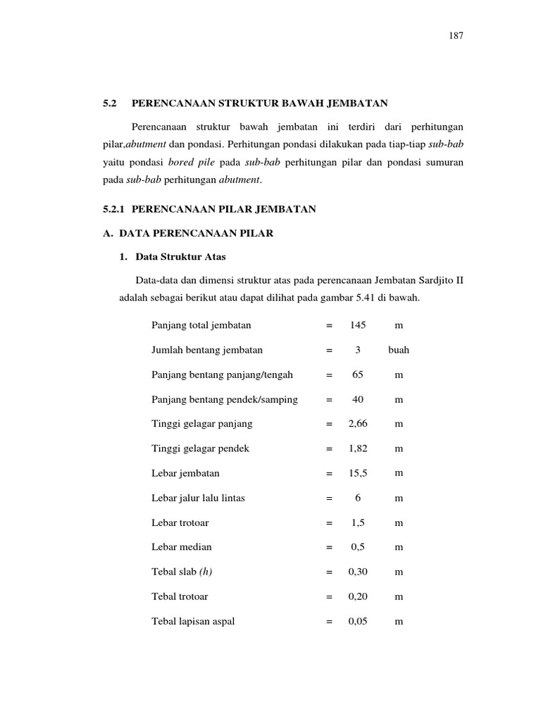 Detail Pilar Jembatan Sardjito II | PDF