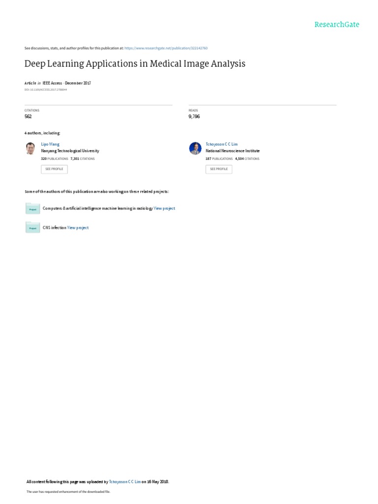Deep Learning Applications in Medical Image Analys | PDF | Medical ...