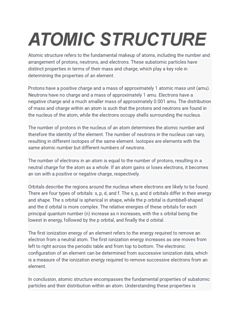 Essay | PDF | Atoms | Atomic Nucleus
