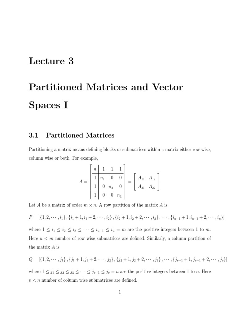 Linear Algebra Lecture Notes 03 | PDF | Matrix (Mathematics) | Operator ...