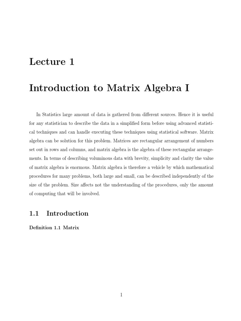 Linear Algebra Lecture Notes 01 | PDF | Matrix (Mathematics) | Matrix ... Linear Algebra Lecture Notes 01 | PDF | Matrix (Mathematics) | Matrix ...