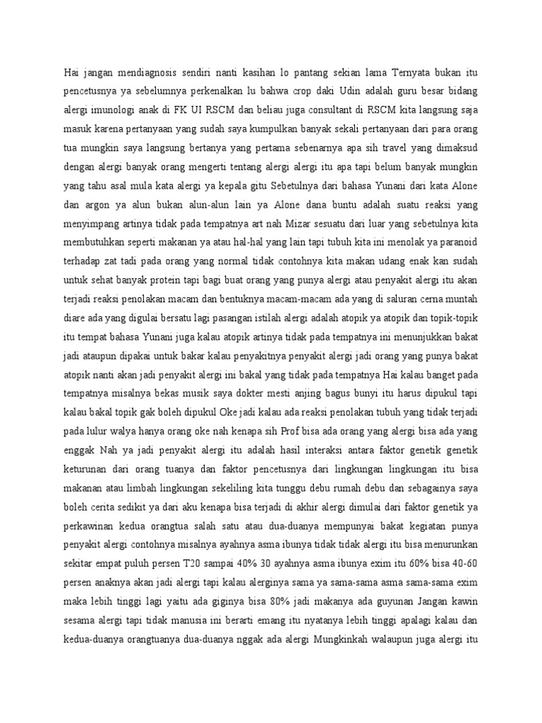 Transkrip Dialog Alergi Susu | PDF | Kesehatan Holistik