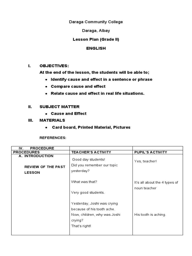 Analyzing Cause and Effect: A Lesson Plan on Identifying Causes and ...