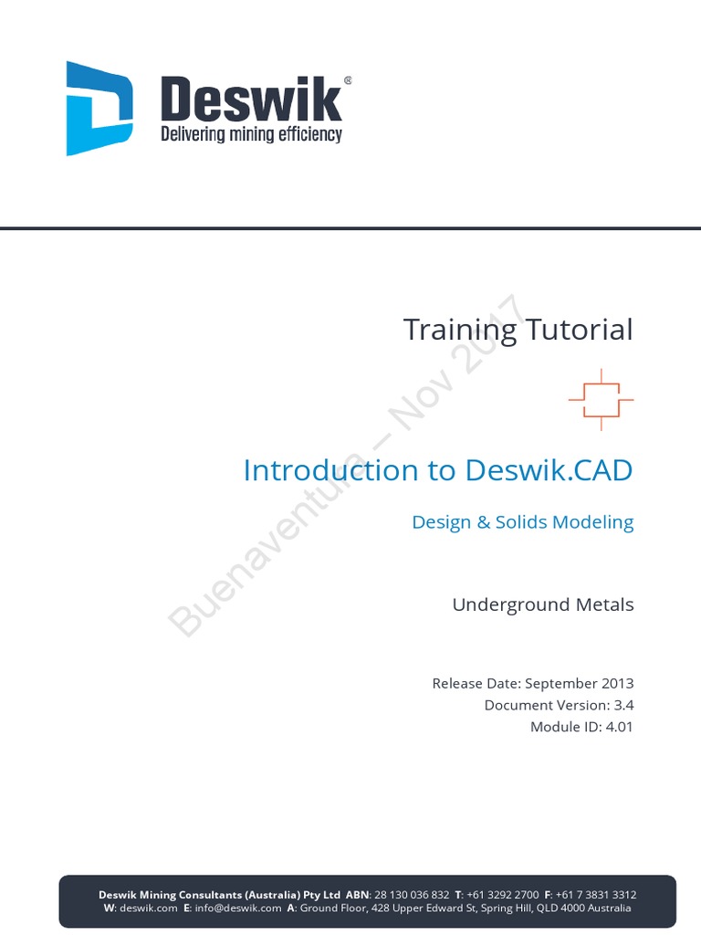 4.01 Intro To Deswik - Cad UG Metals Tutorial v3.4 | PDF | Icon (Computing) | Computer File