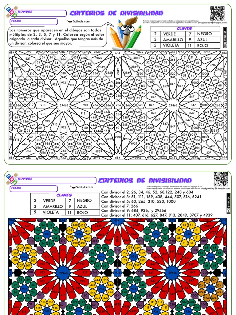 Ejercicio de Colorear Por Criterios de Divisibilidad | PDF | Qualia ... Ejercicio de Colorear Por Criterios de Divisibilidad | PDF | Qualia ...