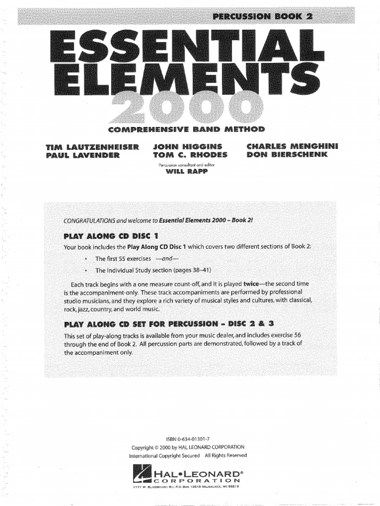 BOOK 2 Percussion - Essential Elements 2000 Book 2 | PDF