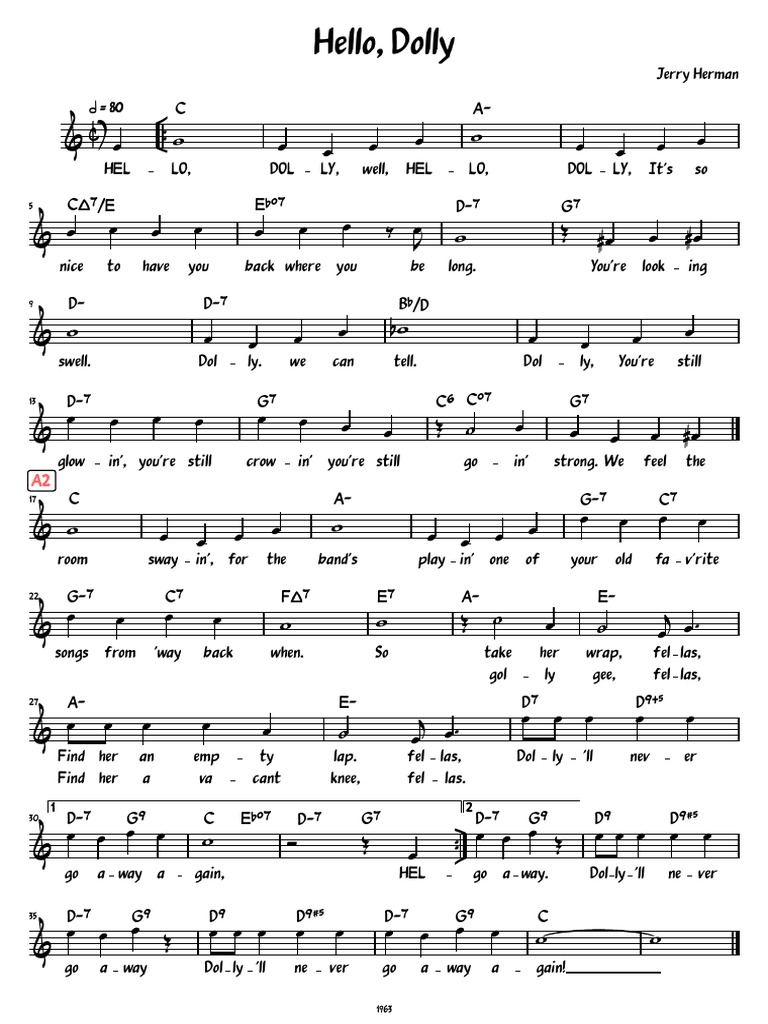 Hello Dolly Lead Sheet With Lyrics | PDF | Broadway Theatre | Tony Award Winners