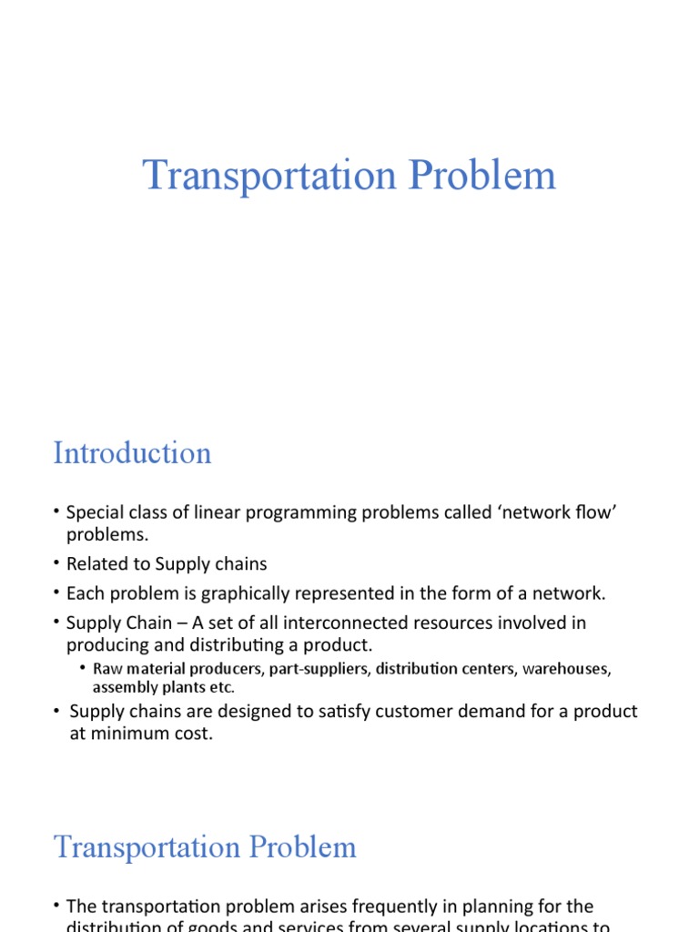 Transportation Problem | PDF | Mathematical Optimization | Linear Programming
