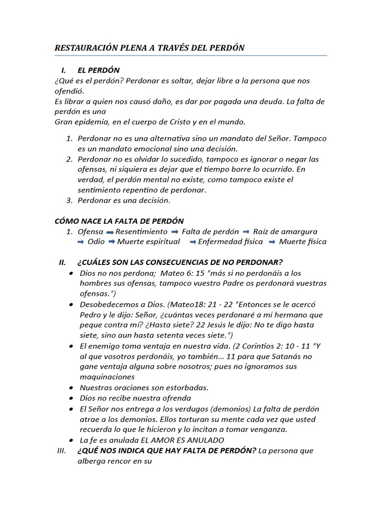 Restauración Plena A Través Del Perdón | PDF | Perdón