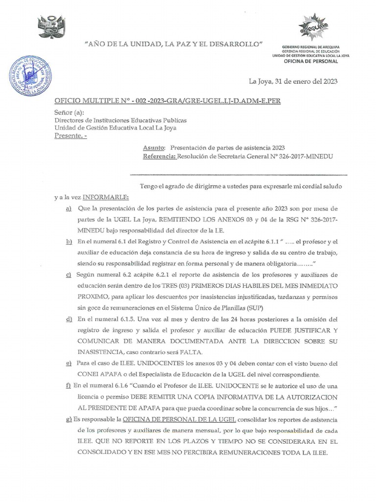 Oficio Multiple #002-2023 | PDF