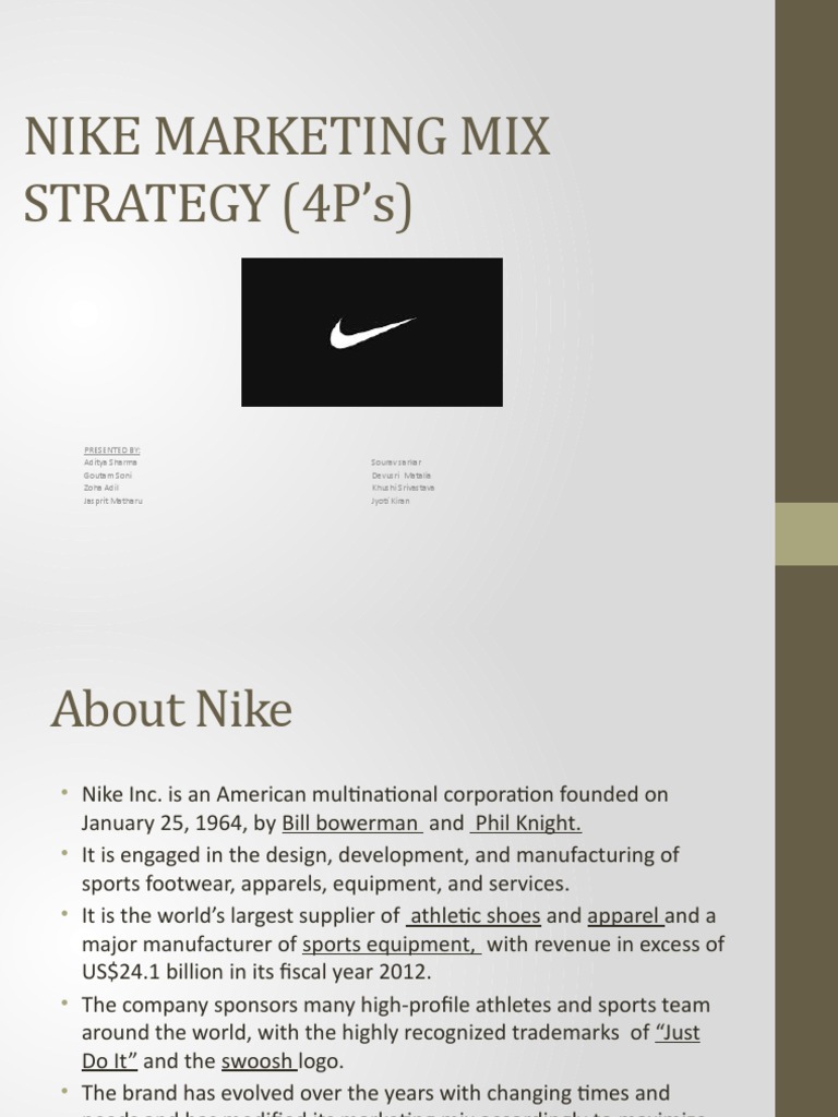 Nike Marketing Mix Strategy Overview | PDF | Nike | Brand
