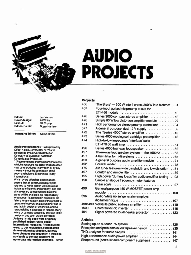 ETI Audio Projects 1982 | PDF | Amplifier | Computer Engineering