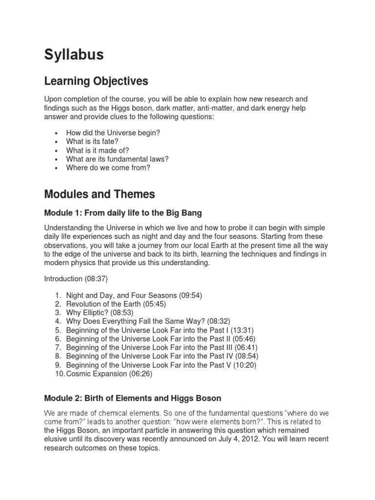Astronomy Course Syllabus | PDF | Universe | Dark Matter