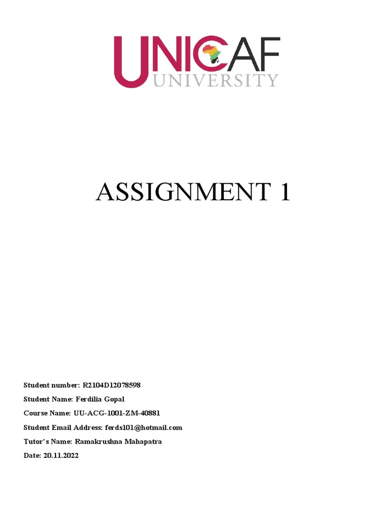 Accounts 11 Assignment 1 - FINAL | PDF | Internal Control | Cost Of ...