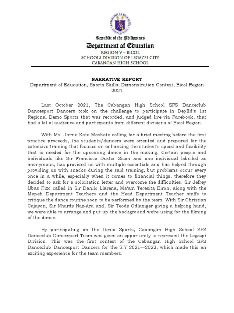 Narrative Report | PDF