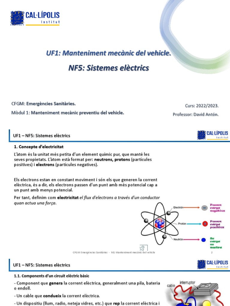 05 - UF1 - NF5 - Sistemes Elèctrics | PDF