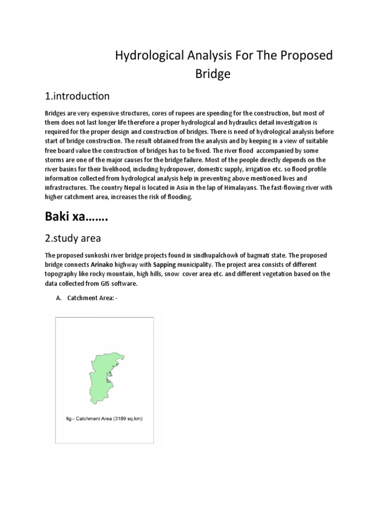Hydrological Analysis for Sunkoshi Bridge | PDF | Drainage Basin | River