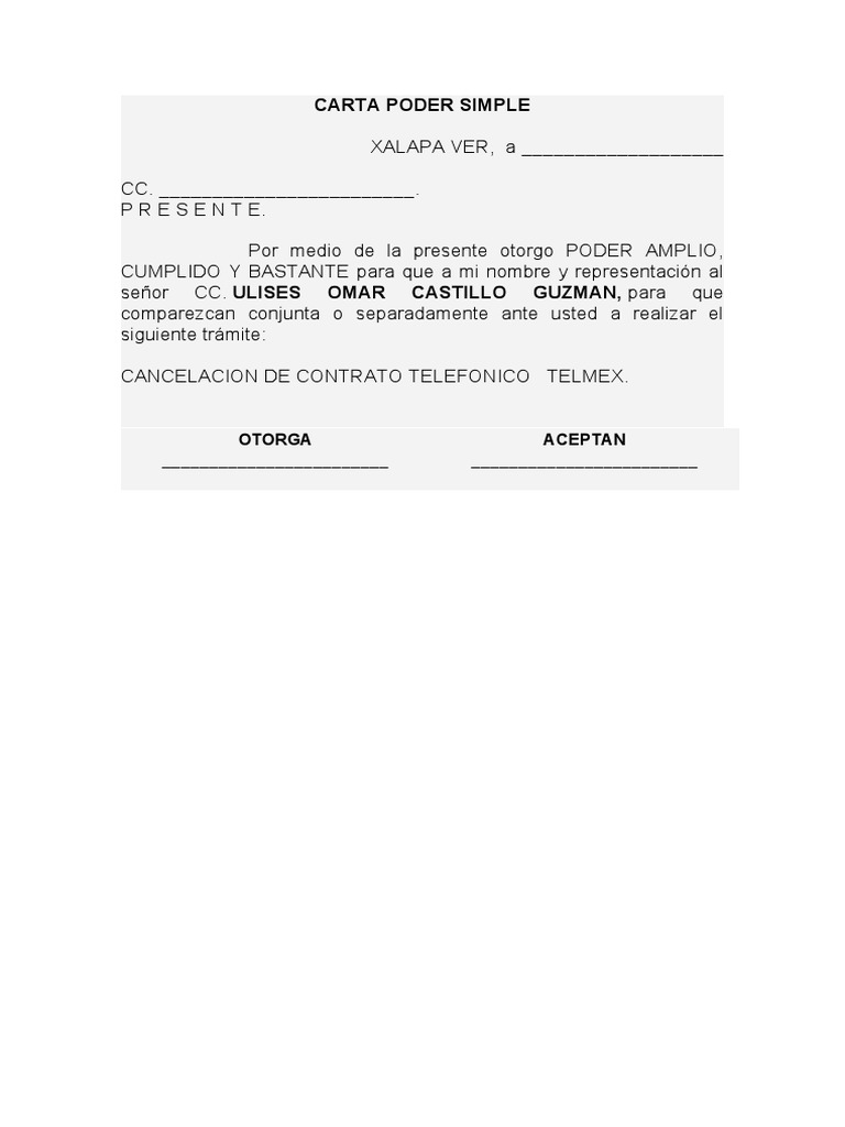 Carta Poder Simple | PDF