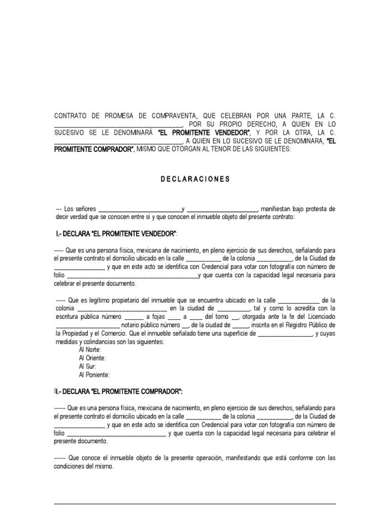 Promesa de Compra-Venta | PDF | Derecho civil (sistema legal) | Derecho ...