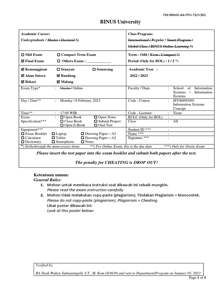 BINUS Final Exam Instructions 2023 | PDF | Netflix | Dvd