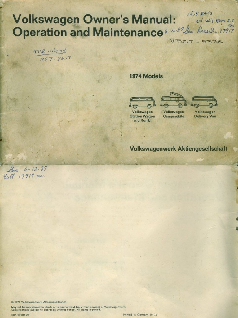 October 1973 Bus Owners Manual | PDF