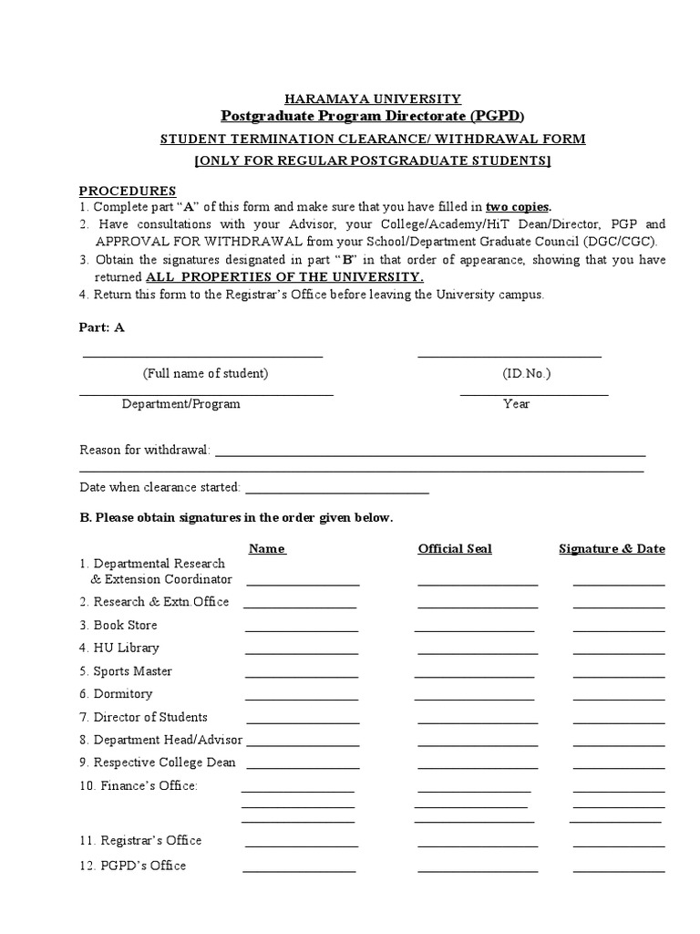 Clearance and Withdrowal For Regular | PDF | Universities And Colleges ...