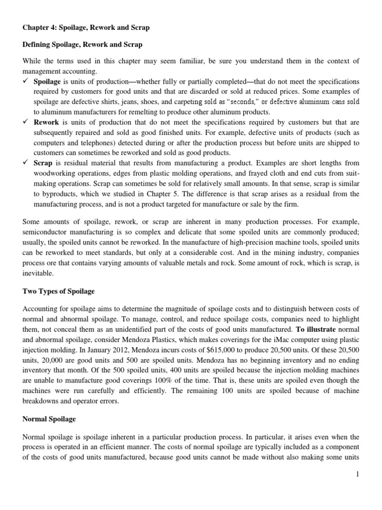 Chapter 4 New | PDF | Scrap | Cost