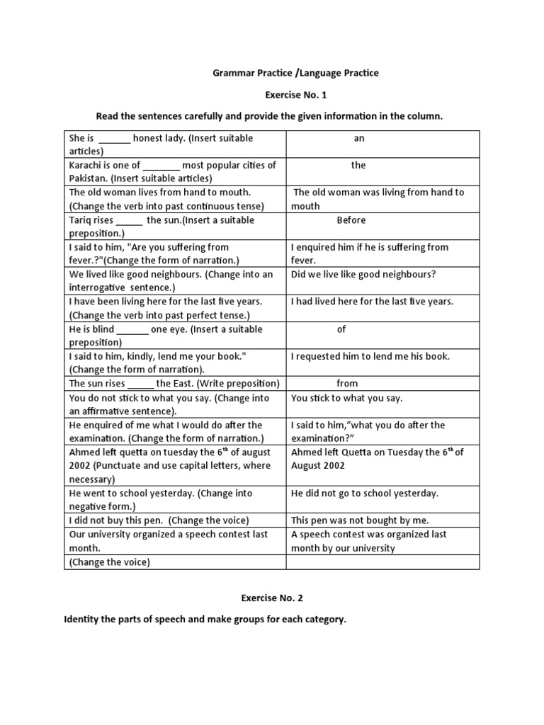 Grammar and language practice exercises | PDF | Languages | Foreign Language Studies