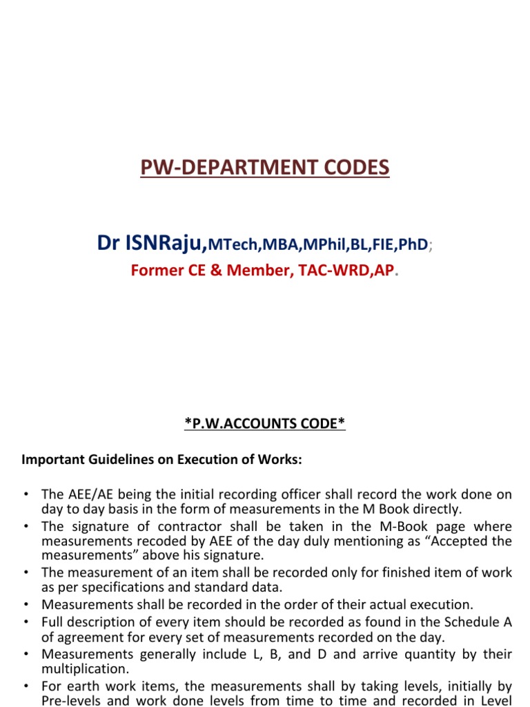 PW Department Codes | PDF | Measurement | Banks