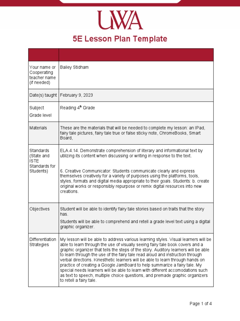 Ed508 5e Lesson Plan Template | PDF | Human Communication | Teaching