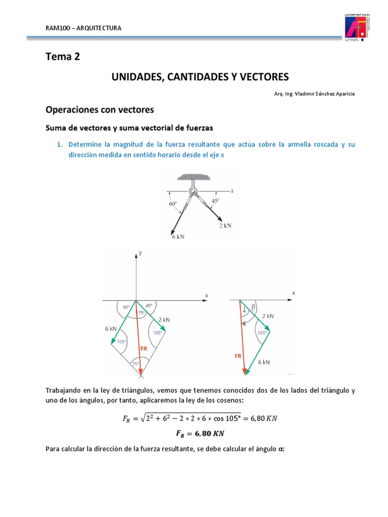 Tema 2. Unidades, Cantidades y Vectores - CONTINUACIÓN | PDF | Vector Euclidiano | Triángulo