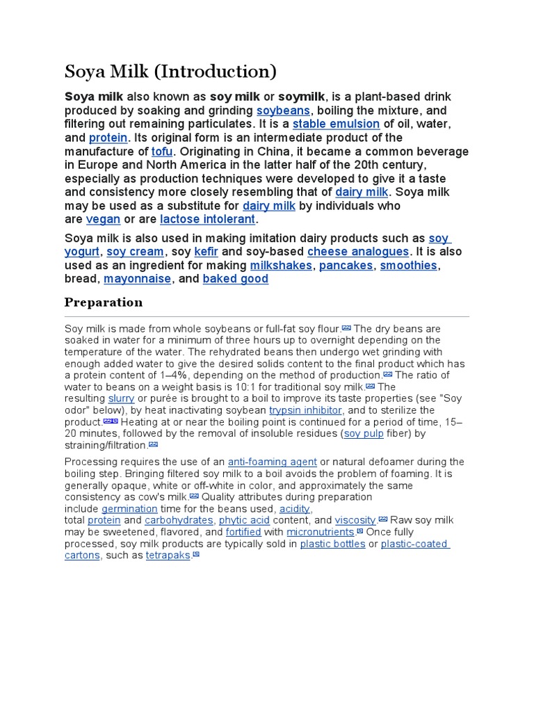 Soya Milk | PDF | Soy Milk | Nutrition