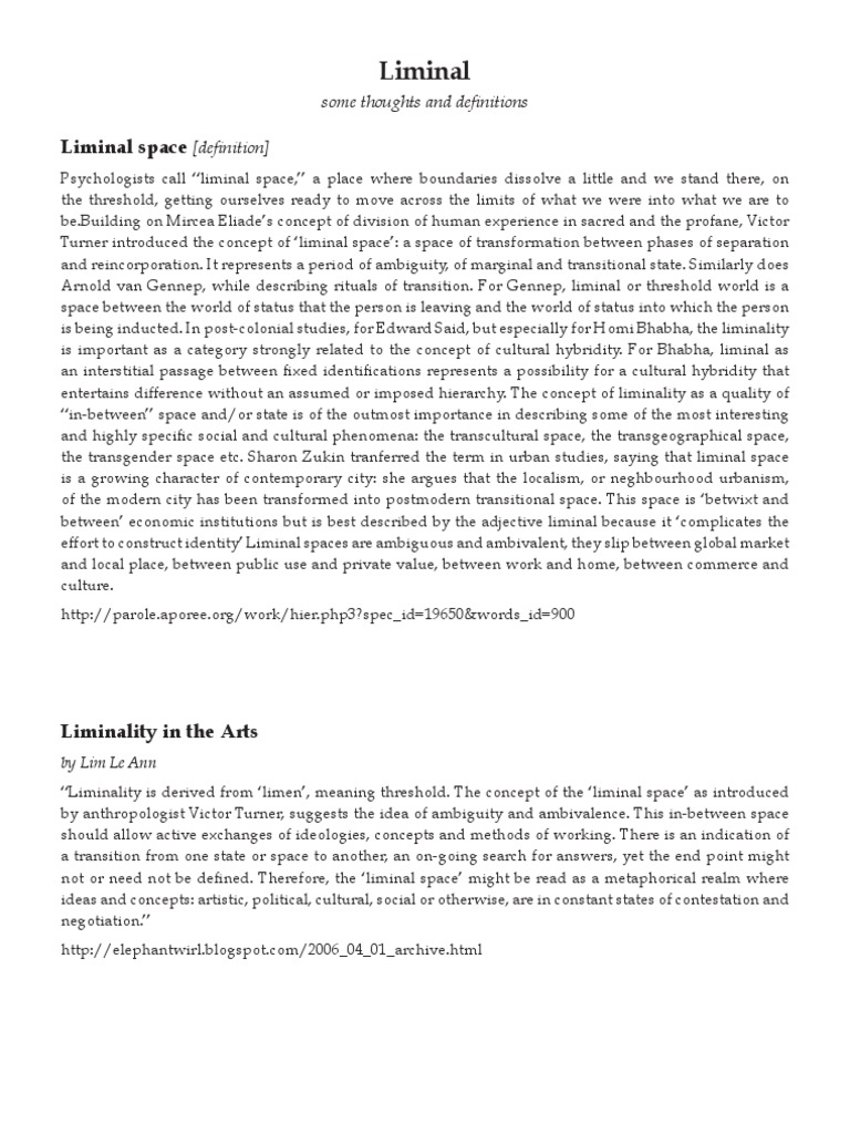 Liminal Definition | PDF | Psychological Concepts | Religion And Belief