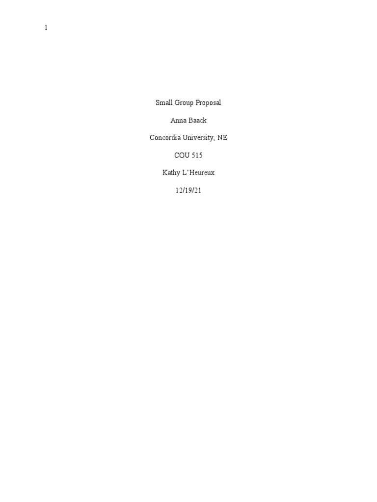 Small Group Proposal | PDF | Psychotherapy | School Counselor
