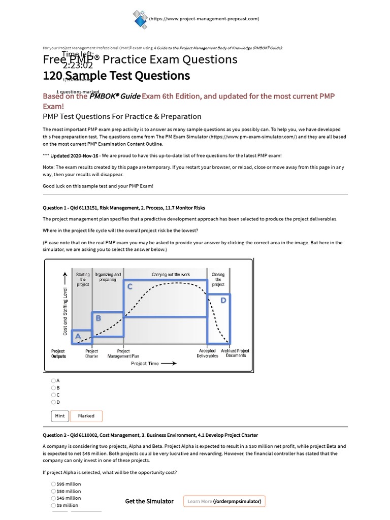 Free PMP Practice Exam Questions - 120 Sample Test Questions | PDF ...