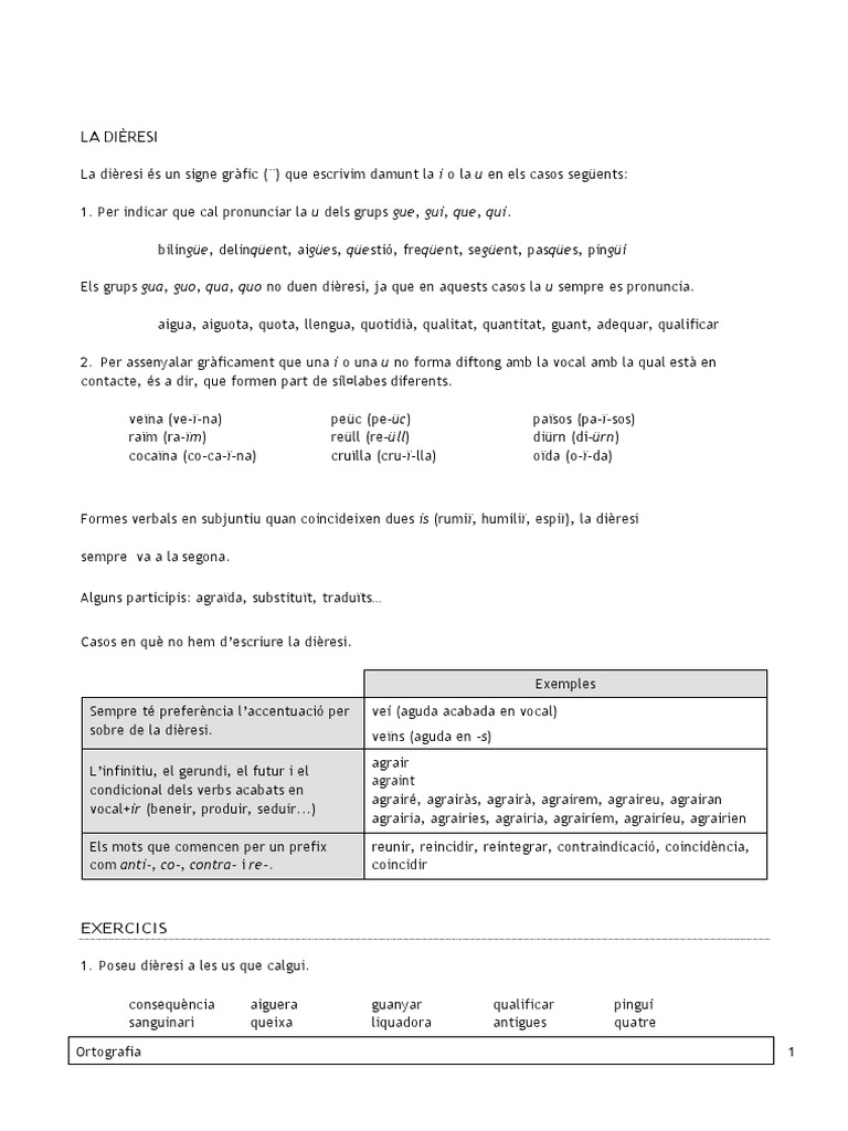 B1 Dièresi TEORIA + EX | PDF